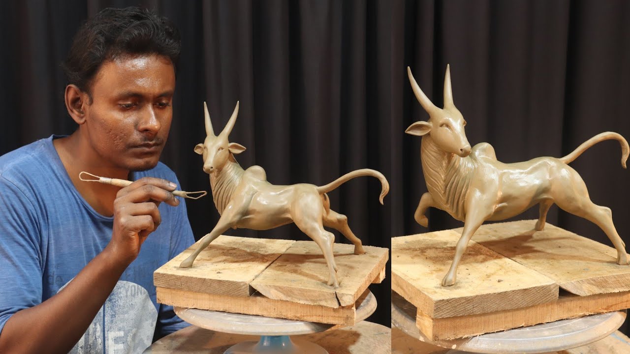 How to make a Khillar Bull with clay | Running khillari bull making ...