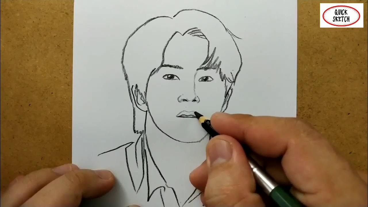 VERY EASY, how to draw BTS kpop boyband / quick sketch - YouTube
