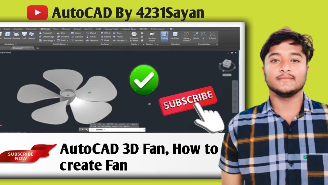 AutoCAD 3D Fan, Basic Beginner Tranning, 3D Modeling. - YouTube