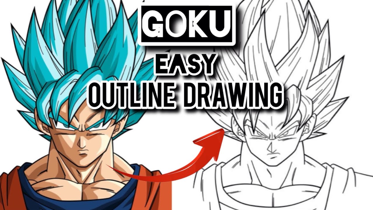 How to draw Goku outline step by atep || Easy drawing for beginners ...