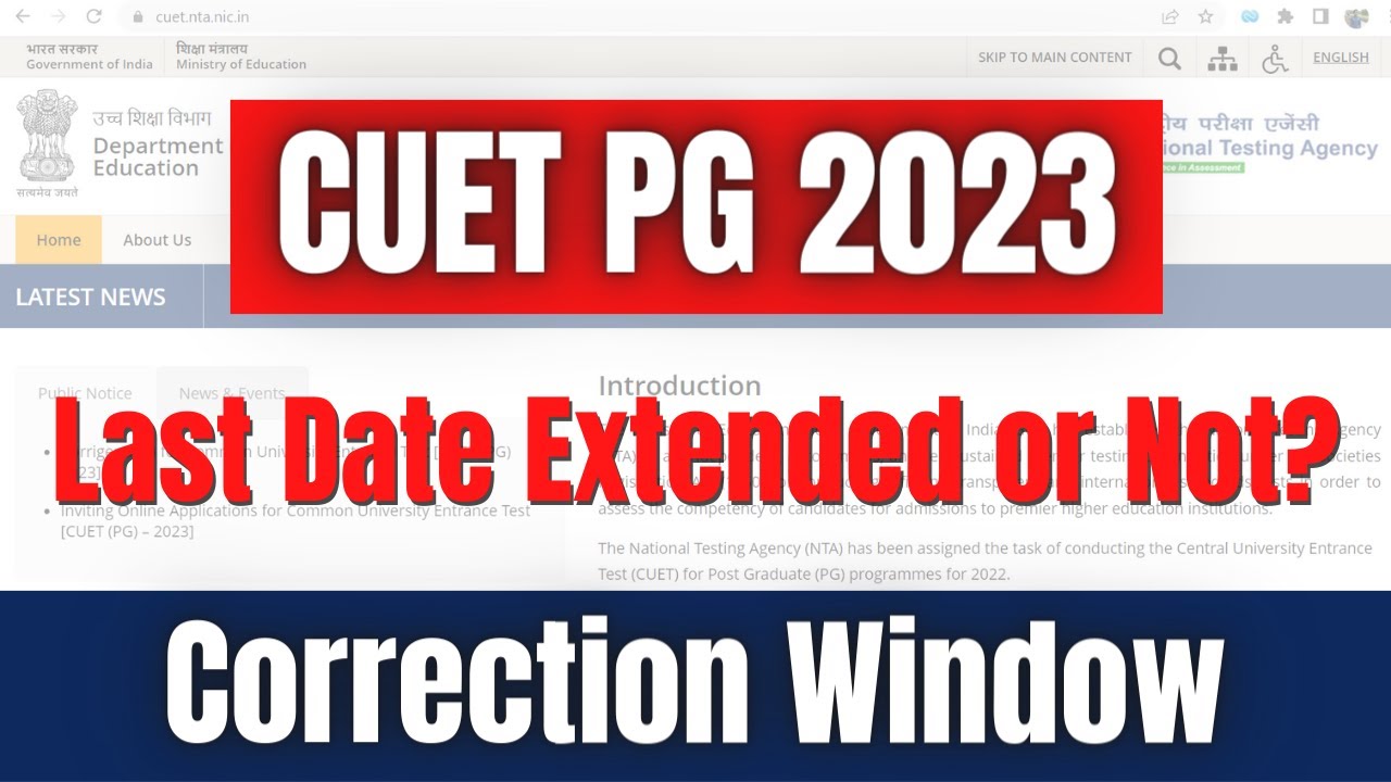 CUET PG 2023 Registration | Last Date Extended or Not? | Correction in ...