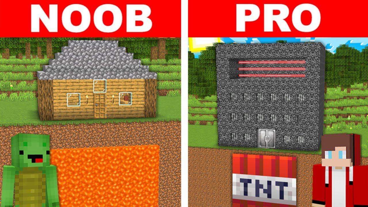 JJ vs Mikey PRANK HOUSE BASE Battle 😱 Super Survival Challenge in Minecraft Maizen Mizen JJ ...