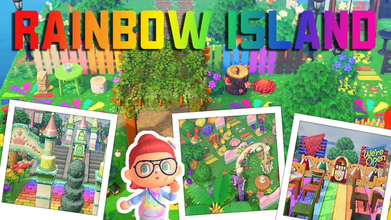 Touring My 🌈RAINBOW🌈 Themed Island in Animal Crossing New Horizons ...