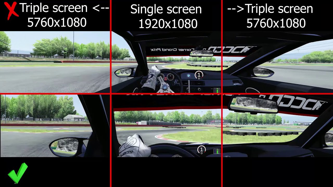 FOV settings comparison. TRIPLE and SINGLE screen difference in FOV and ...