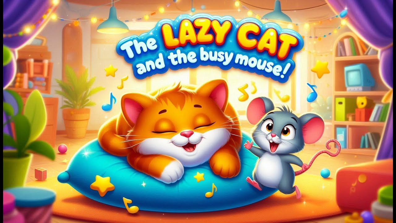 The Lazy Cat and the Busy Mouse | A Fun Story Song for Toddlers | Learn ...