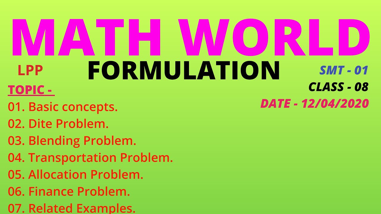LINEAR PROGRAMMING PROBLEM FORMULATION YouTube linear-programming-problem-formulation-youtube