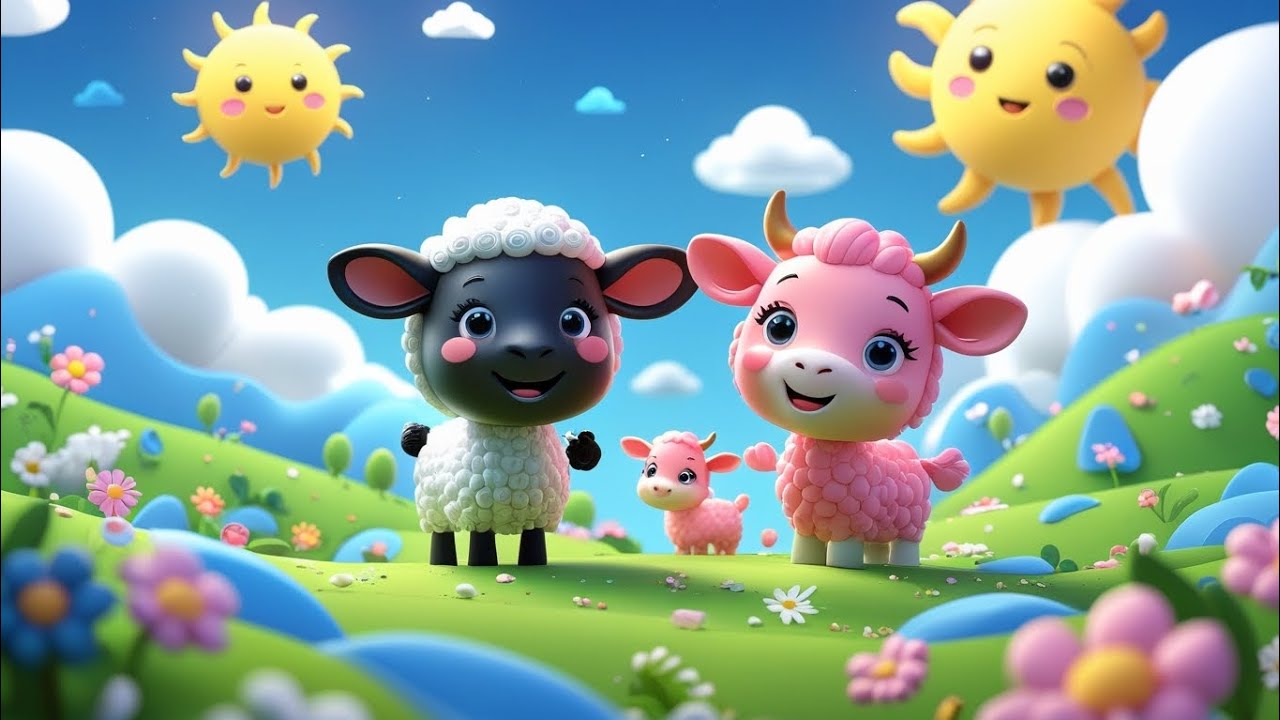 🐑🎀 Little Baba Black Sheep & Little Pink Cow 🌸 | Fun Kids Rhyme 🎶 - YouTube