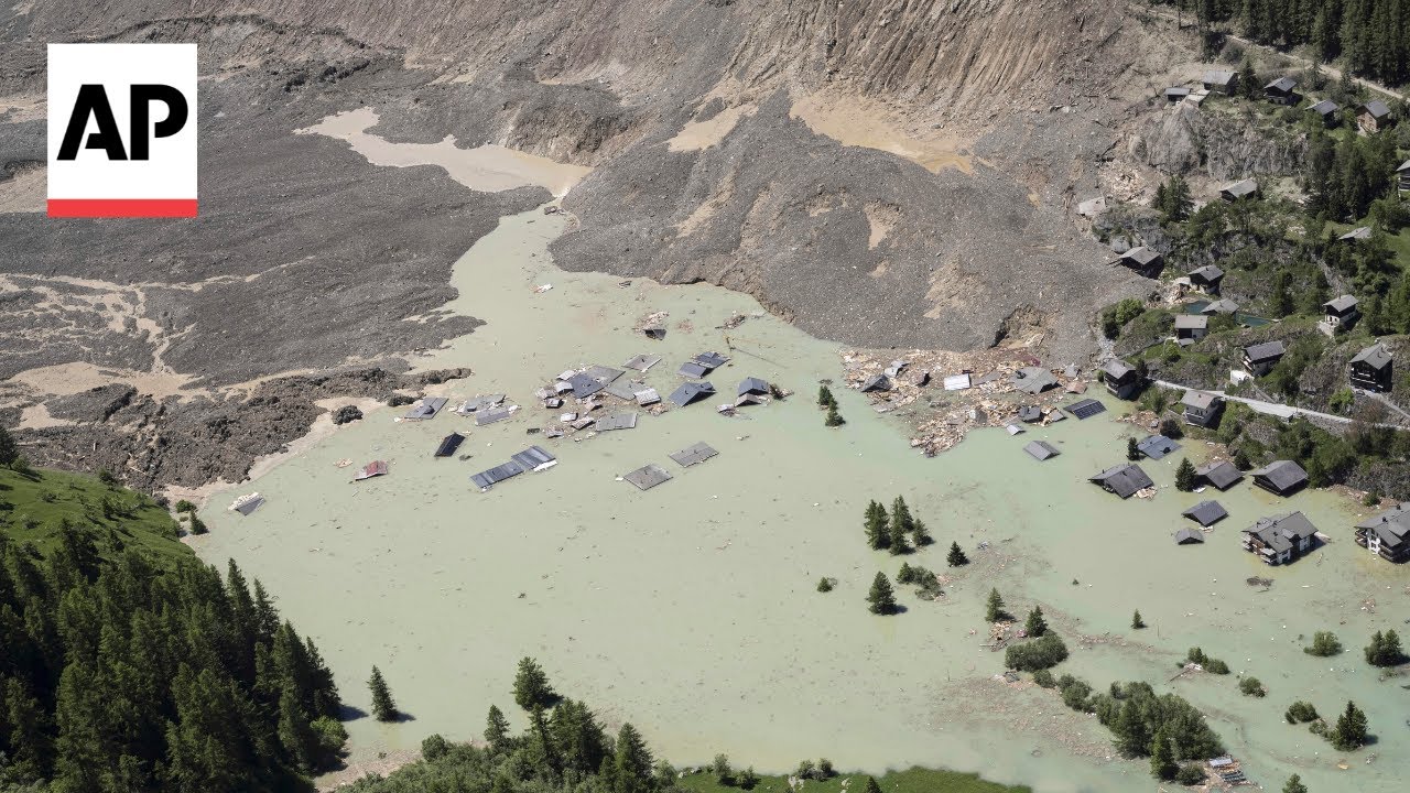 Aerial video shows aftermath of glacier collapse in Switzerland - YouTube