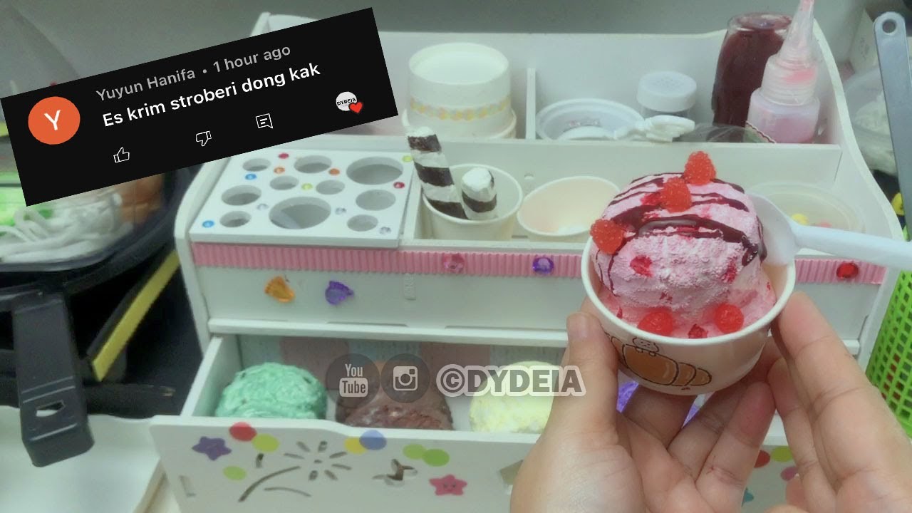 MEMASAK DAN MEMBUAT ES CREAM STRAWBERRY (SQUISHY HANDMADE) | # ...