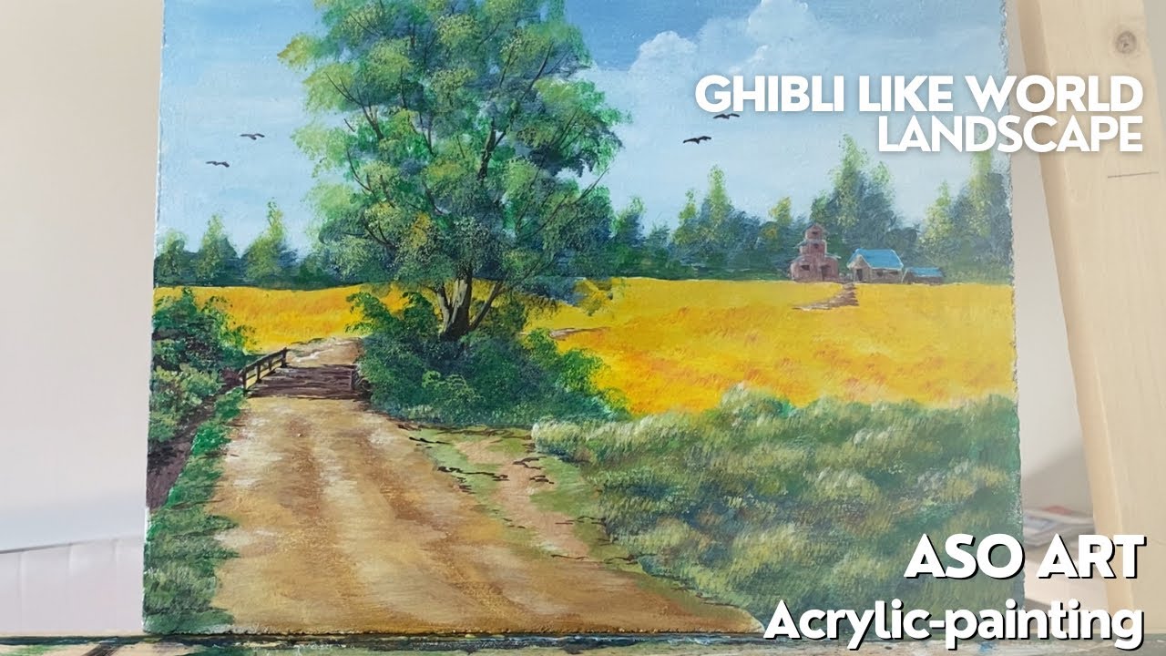 Acrylic Painting Tutorial: Ghibli Like World Landscape | ASO ART - YouTube