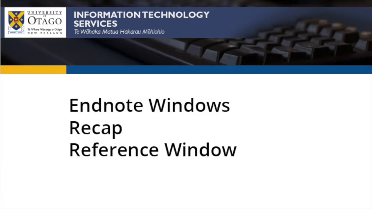The reference window in Endnote on Windows - YouTube
