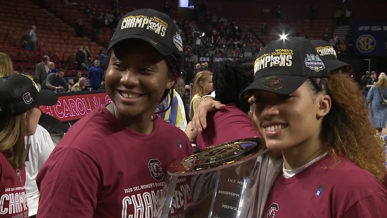 South Carolina Celebration and Trophy Presentation at SEC Tournament ...