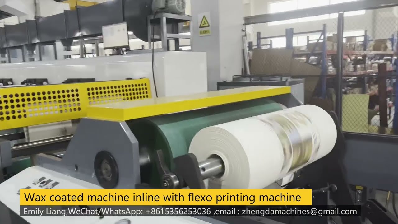 Wax coated machine inline with 5 color flexo printing Machine , - YouTube