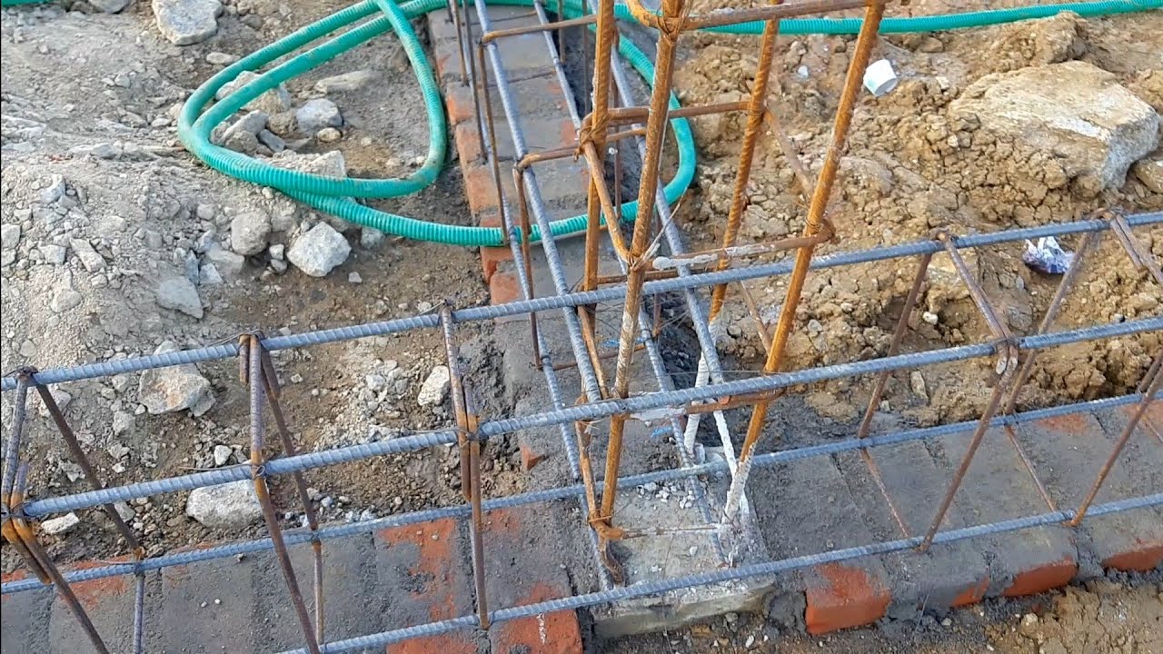 amazing building plinth beem bars installation process - YouTube