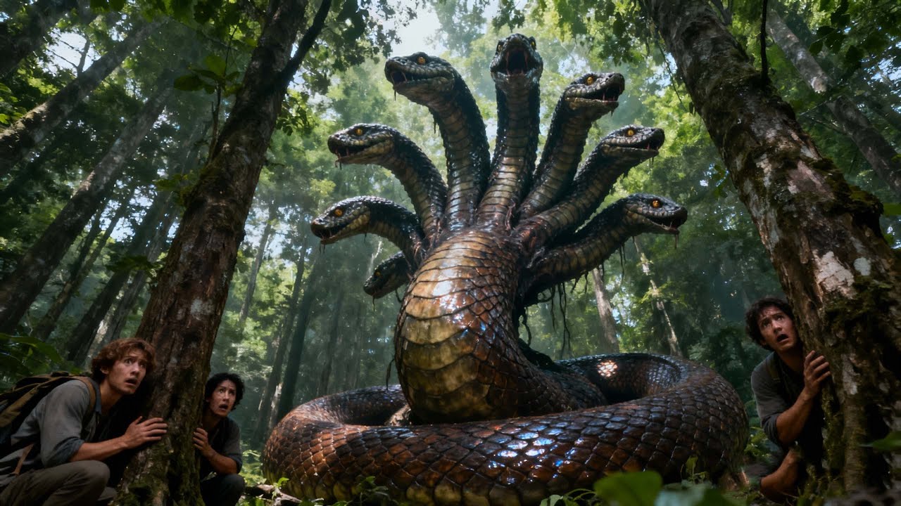 A nine-headed hydra was spotted deep in the forest,and the explorers ...