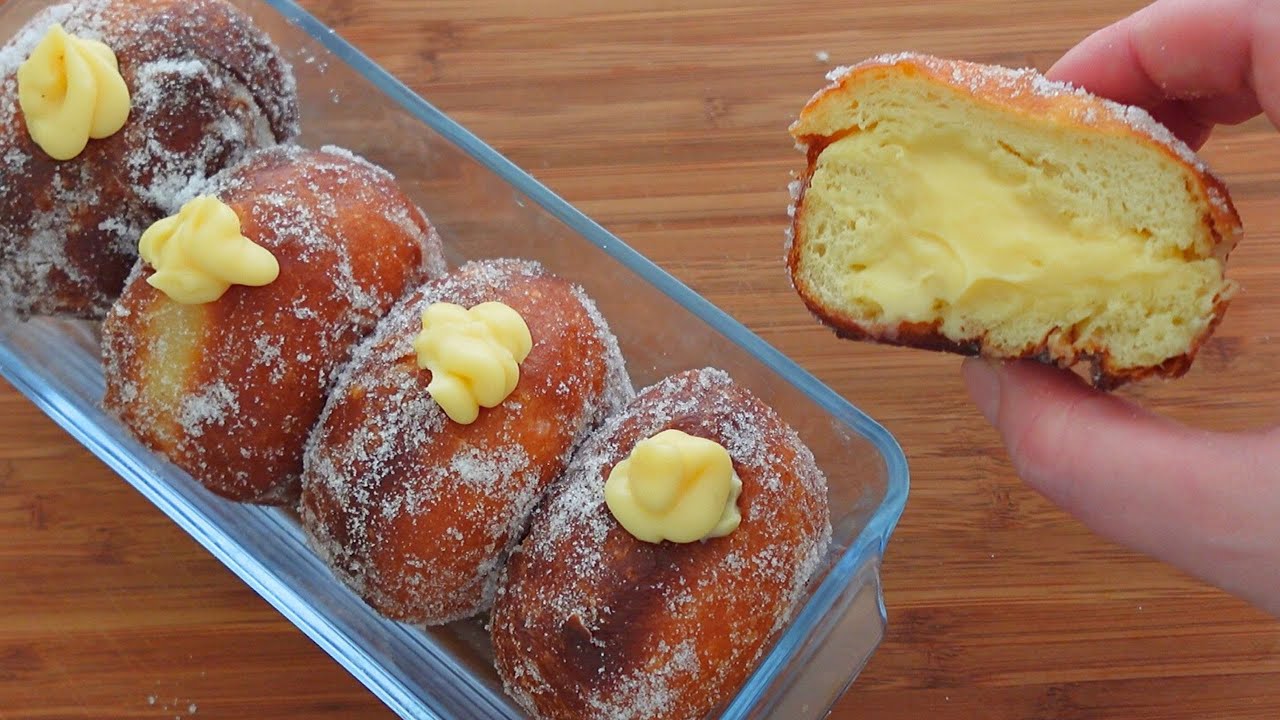 Extremely soft and fluffy CUSTARD CREAM DONUTS. NO FAIL SUGAR DONUTS ...
