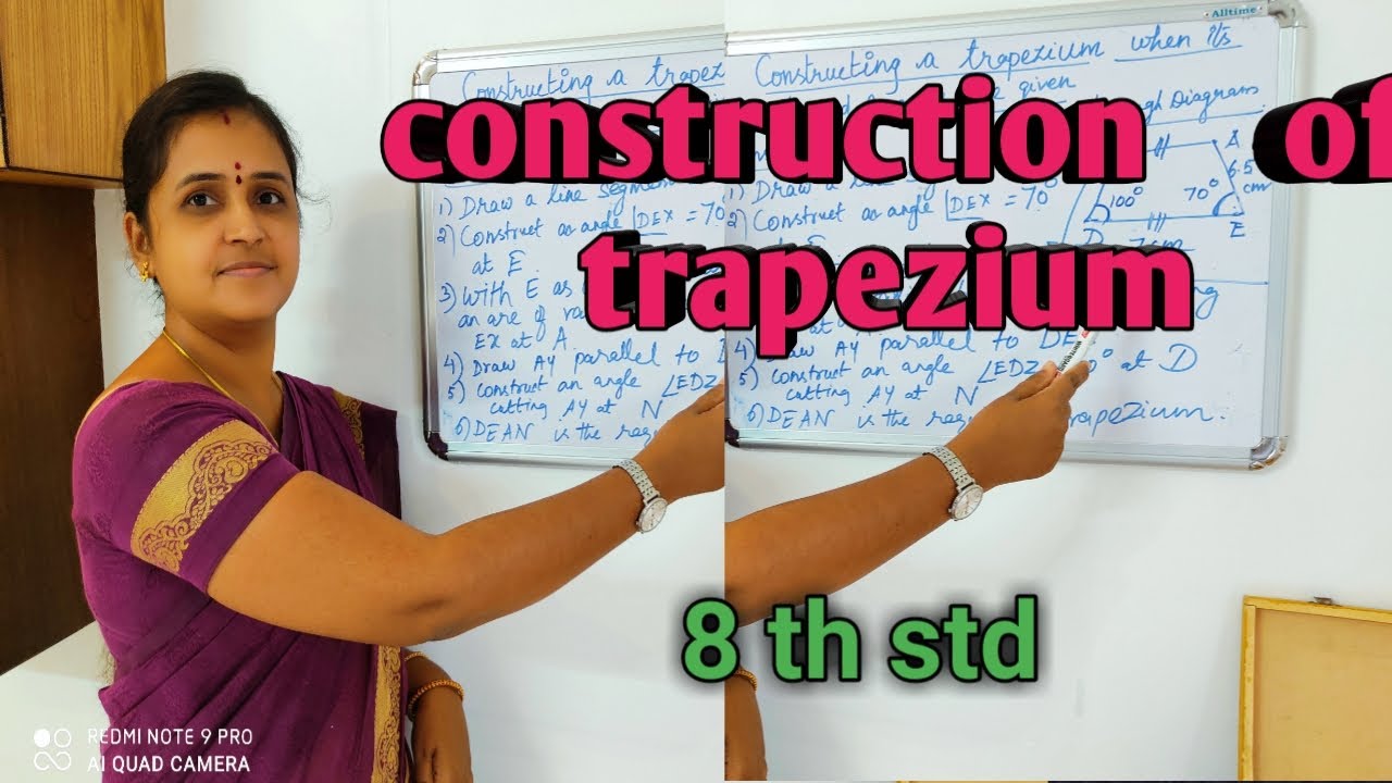 சரிவகம் வரைதல்/construction of trapezium 8 th std model 2/sarivagam ...