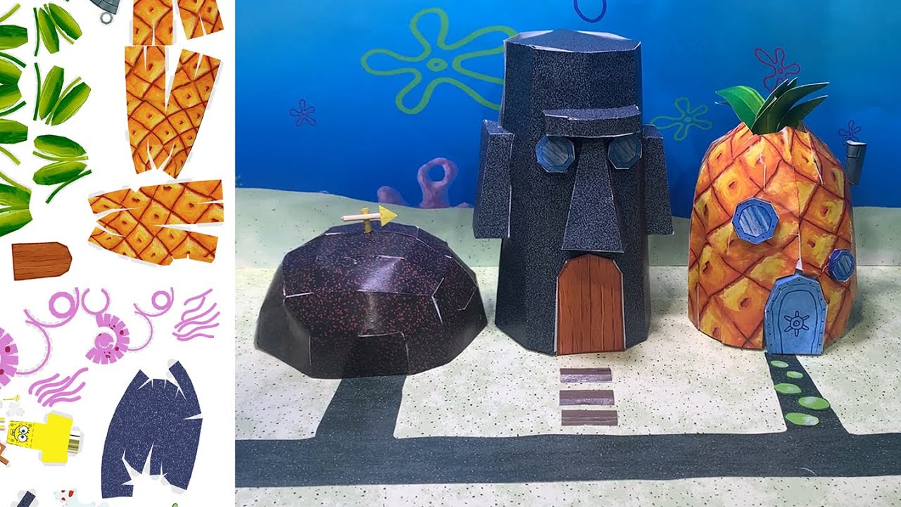 PaperCraft : Fun and Cheap to Make! - Spongebob Bikini Bottom🍍 - YouTube