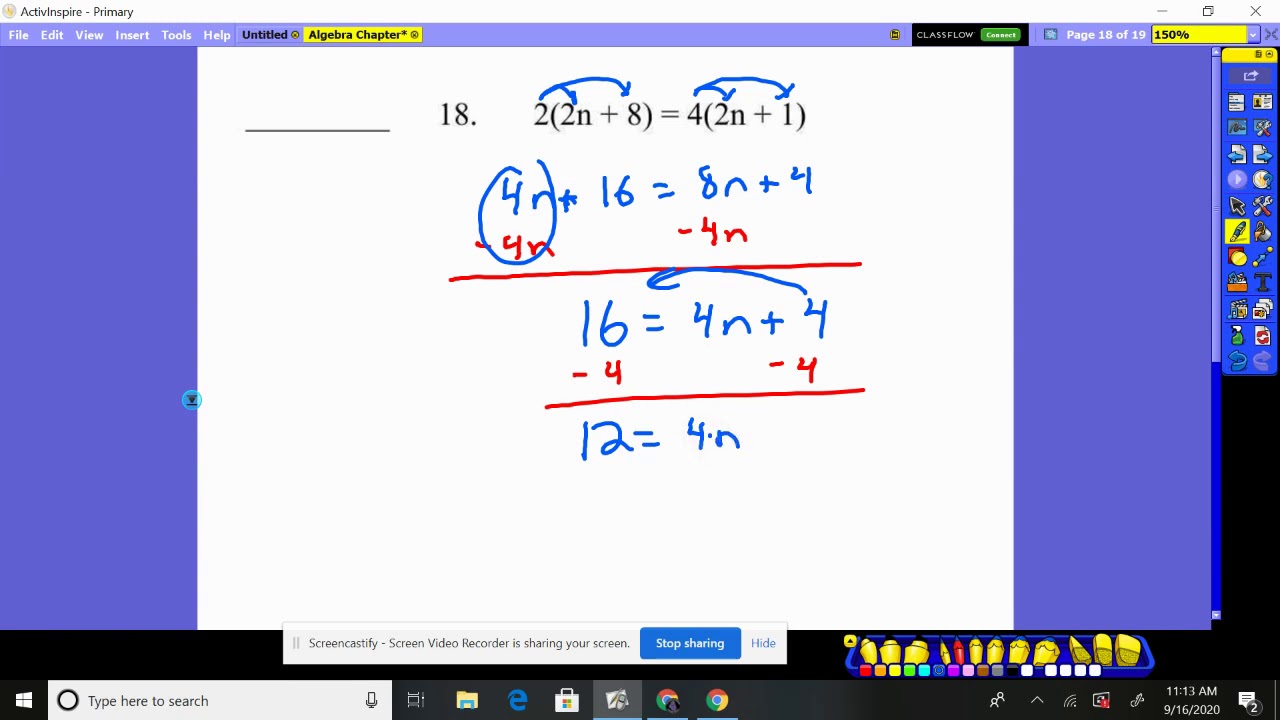 Algebra Chapter 2 Practice Test 1 #17-19 - YouTube