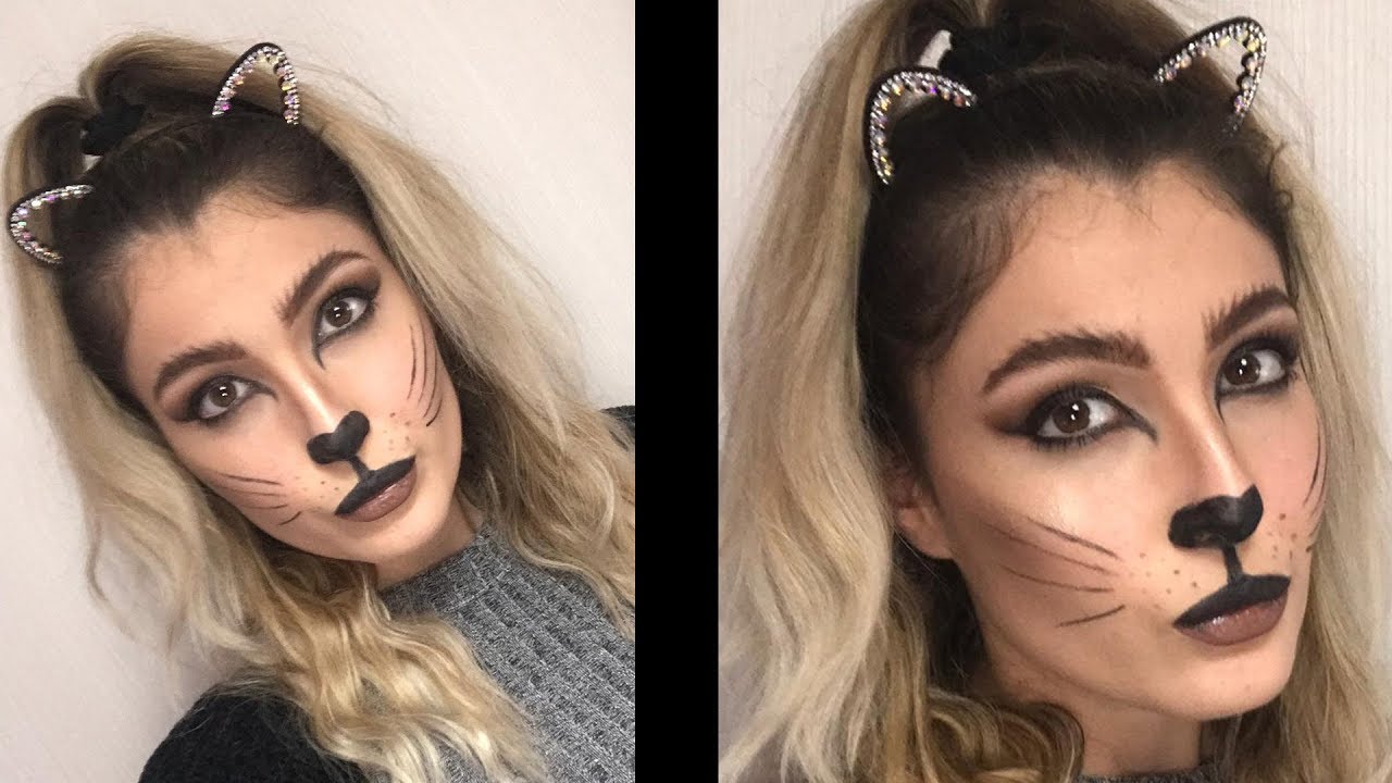 Last Minute Halloween Kitty Cat Makeup Tutorial 2018 - YouTube