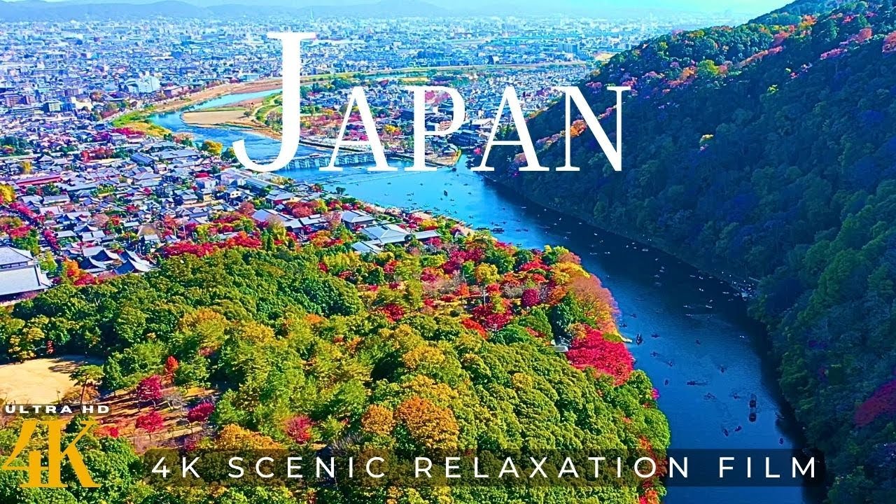 FLYING OVER JAPAN (4K ULTRA HD) | Amazing Nature Scenery with Relaxing ...