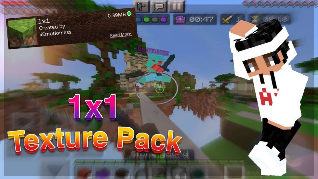 Using a 1x1 Texture Pack On MOBILE In Hive Skywars (Minecraft Bedrock ...