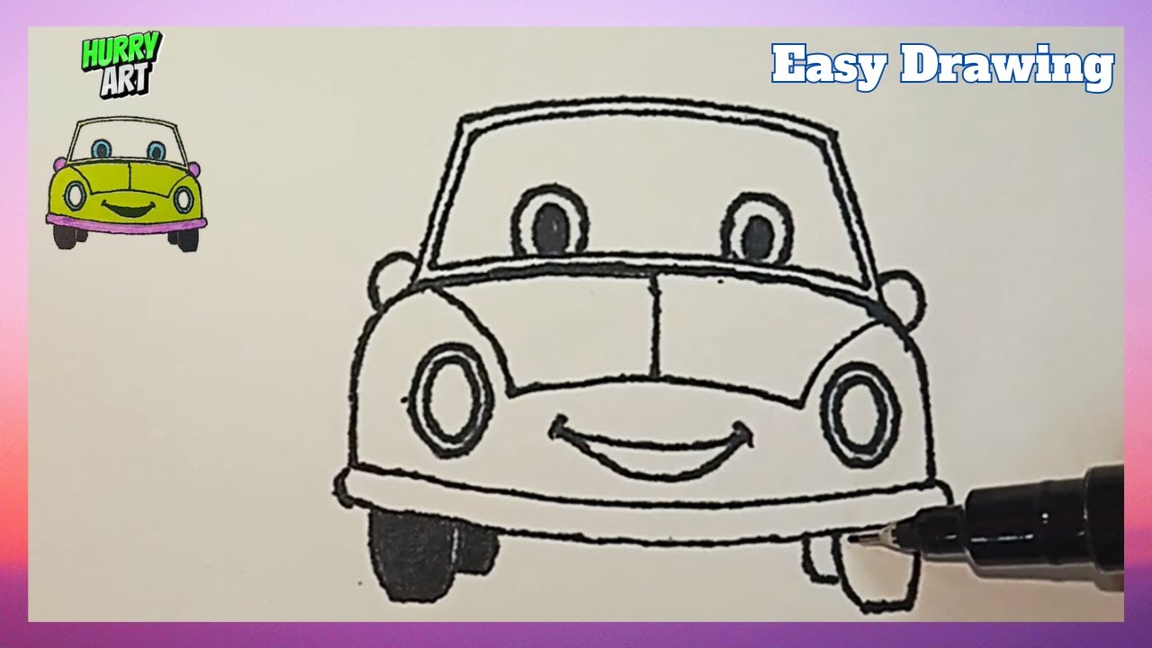 How to draw a cartoon car | cartoon car easy drawing step by step - YouTube