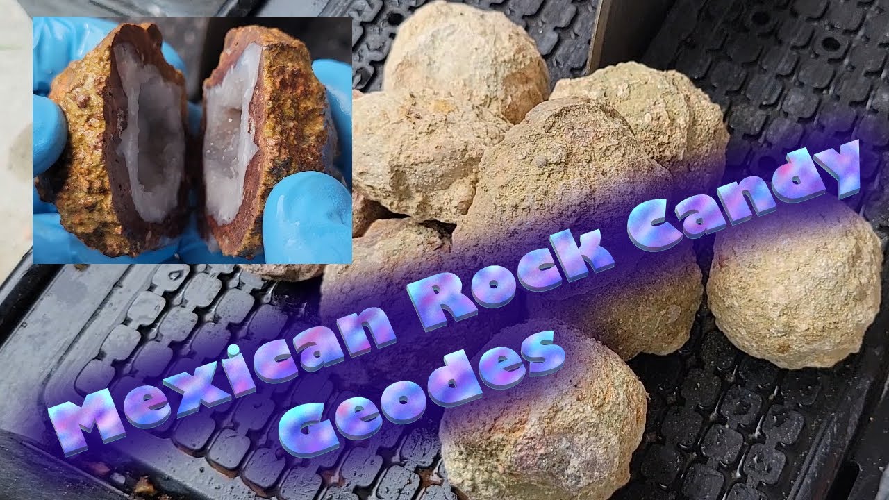 Cutting Mexican Rock Candy Geodes. - YouTube