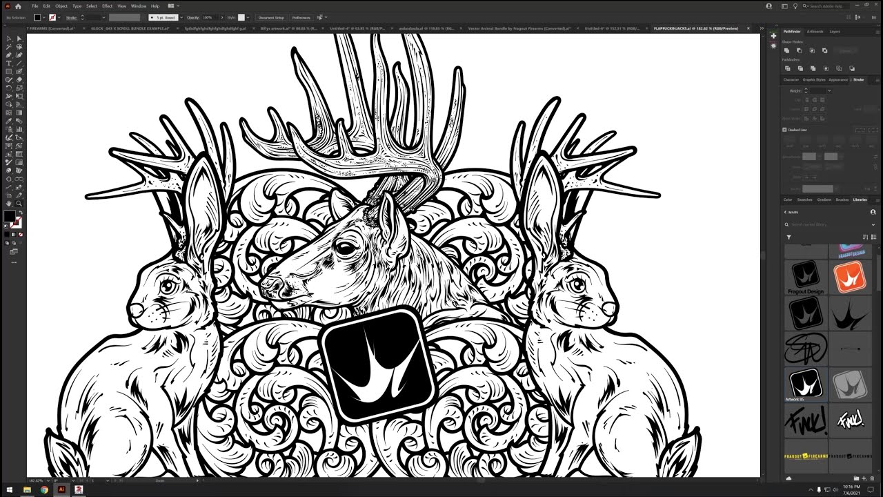 Tutorial | Stacking Vector Scrolls on Glock 43X in Adobe Illustrator for Fiber Laser Engraving ...