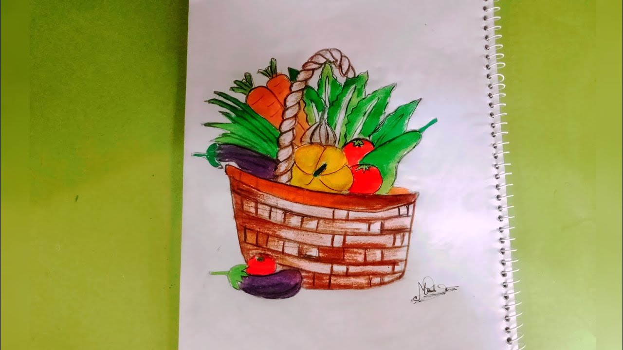 How to draw vegetable basket step by step. - YouTube