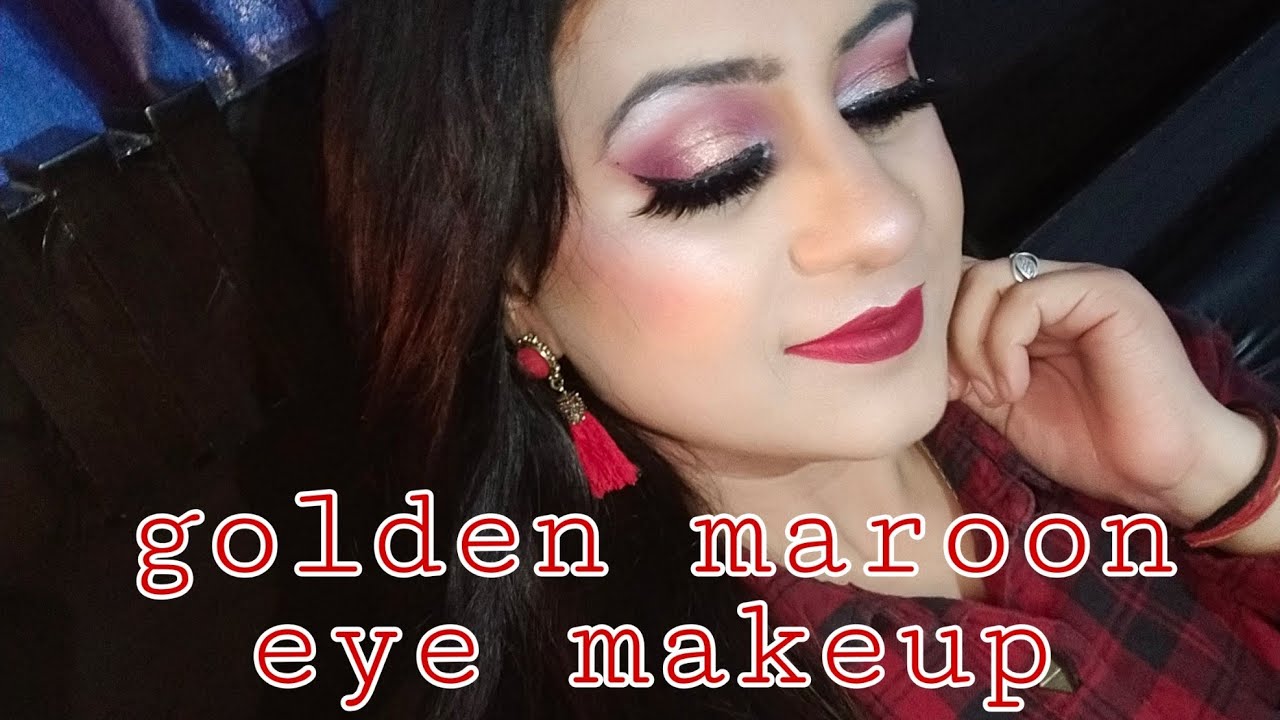 Golden maroon makeup/step by step - YouTube
