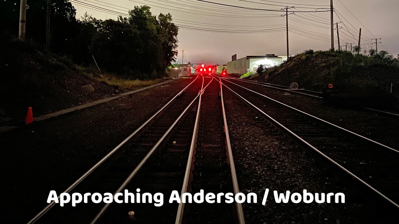 Southbound MBTA Commuter Rail Approaching Anderson Station in Woburn ...