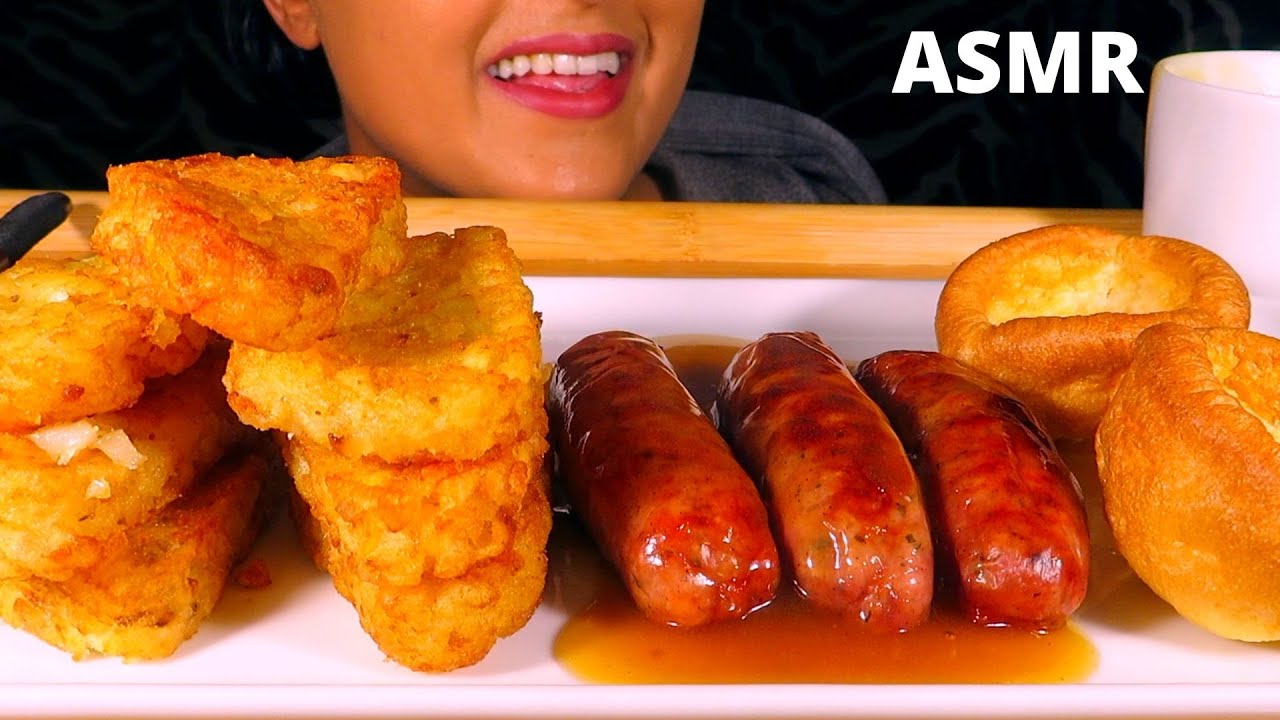 ASMR SAUSAGES & HASH BROWNS MUKBANG, UK MUKBANG - YouTube