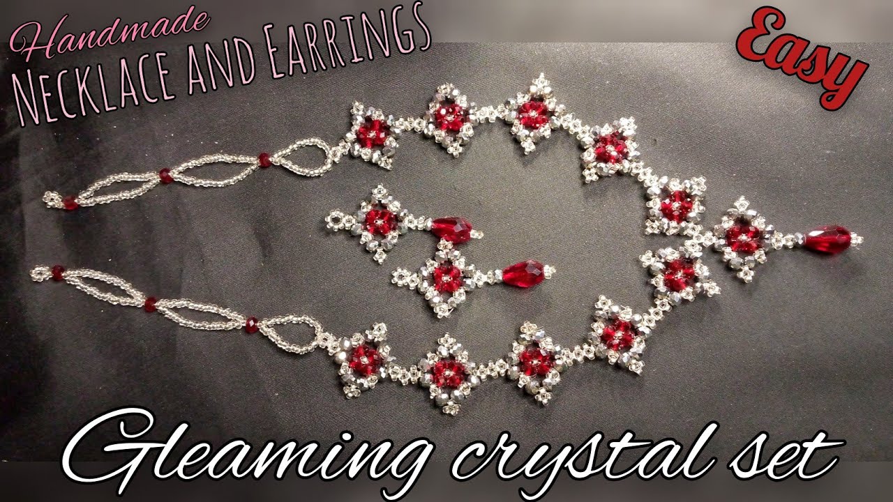 Gleaming beaded necklace set | DIY | handmade necklace earrings ...