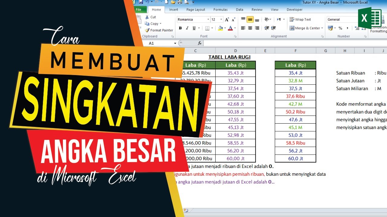Membuat Singkatan Angka Besar di Excel | Tutorial Excel - YouTube