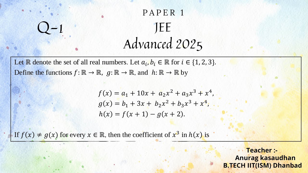 JEE Advanced 2025 Math Paper 1 (Q 1) solution | IIT JEE Maths | # ...