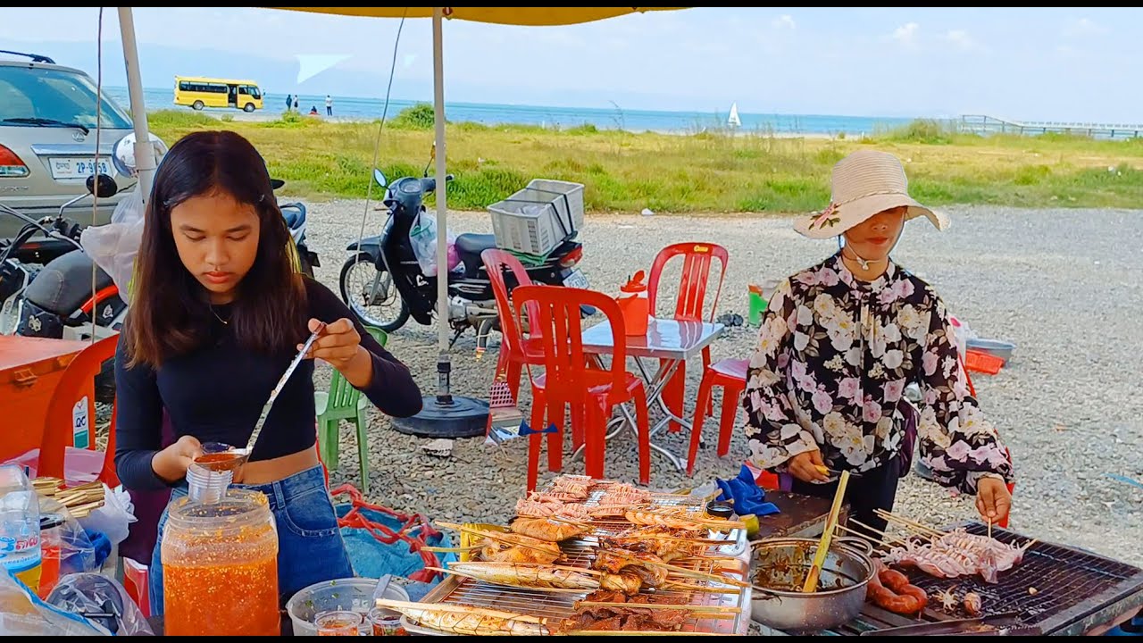 Best Countryside Street Food at Crab Market, Kep Province - Seafood ...