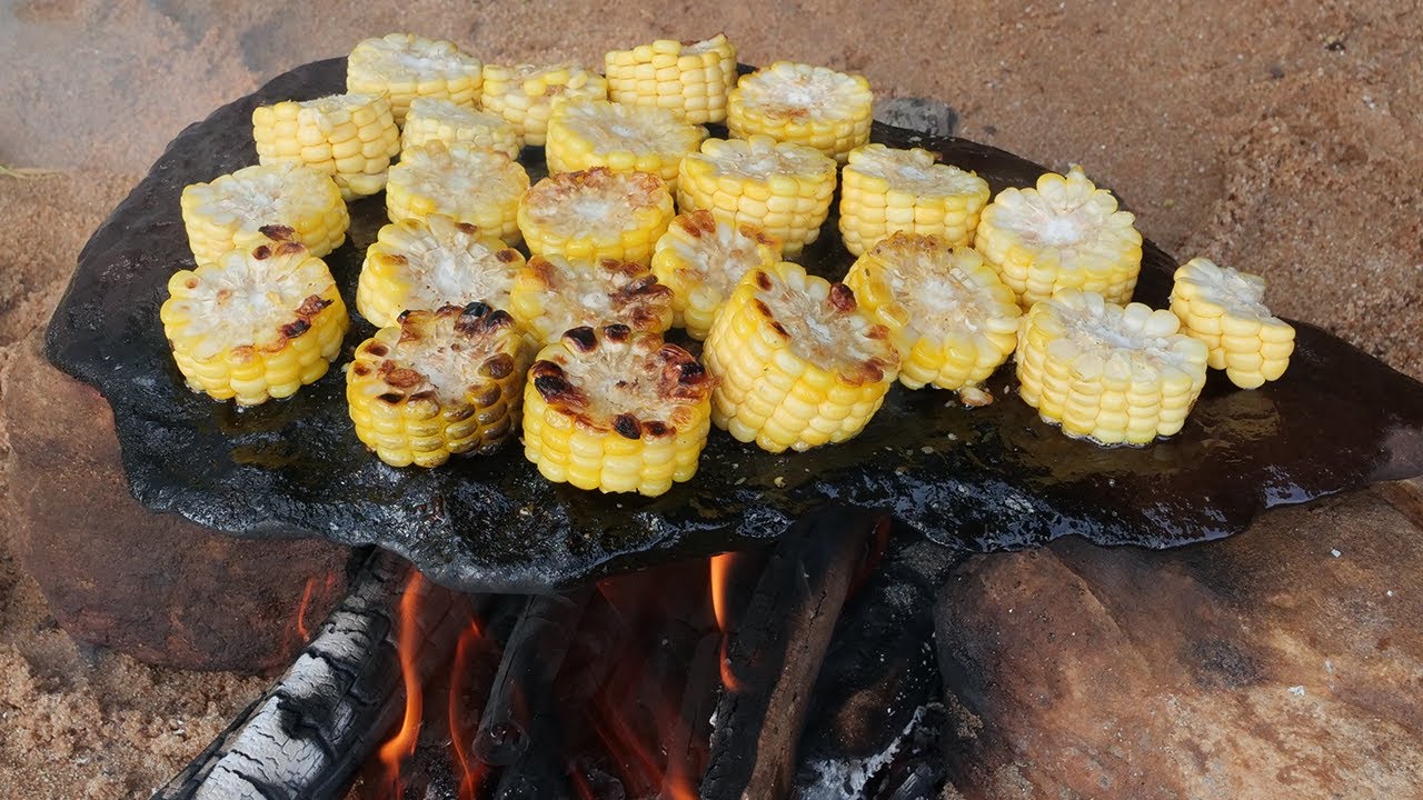 Survival Cooking Food On A Rock - YouTube