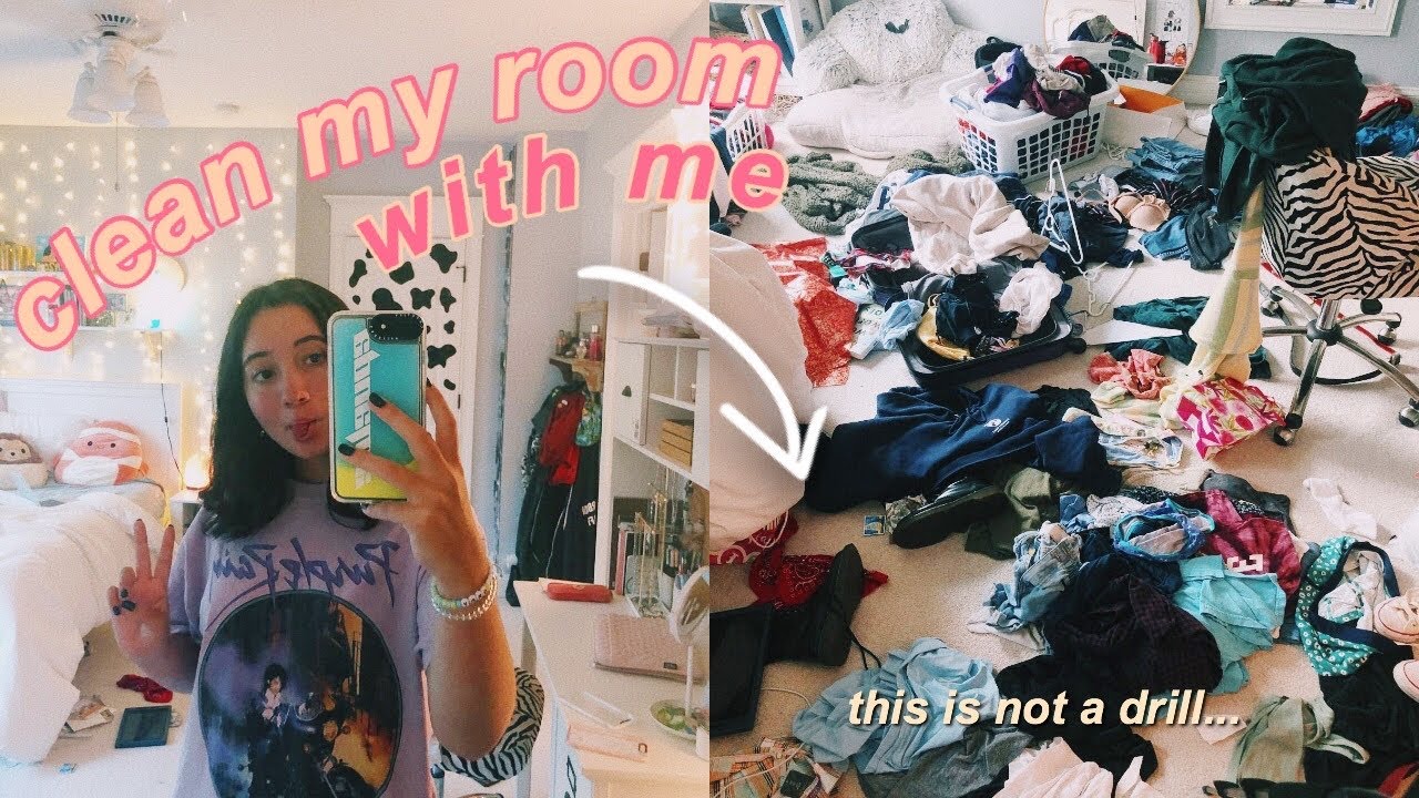 cleaning my disastrous room.. again - YouTube