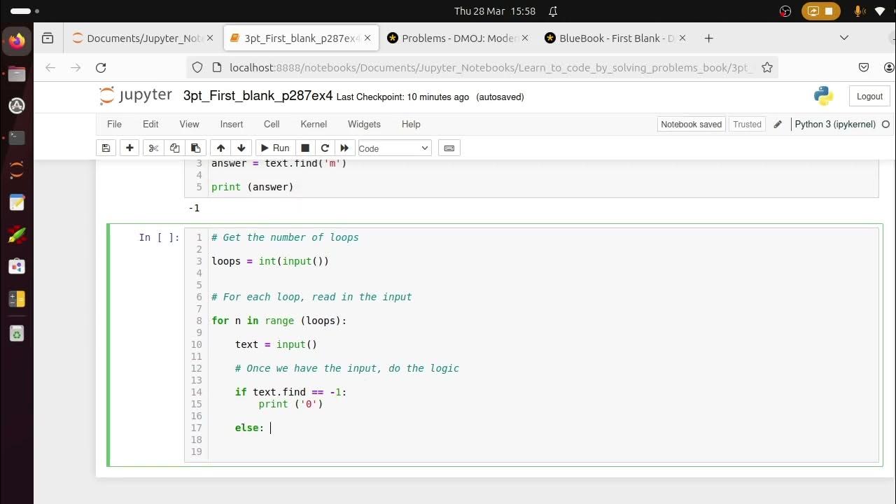 Learn to code in Python - DMOJ problem 'First space' walkthrough. - YouTube