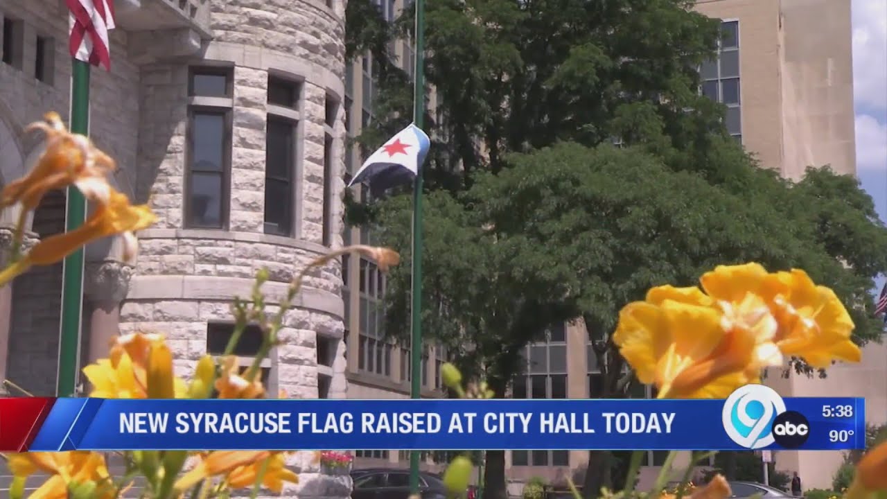 New Syracuse flag raised at City hall today - YouTube