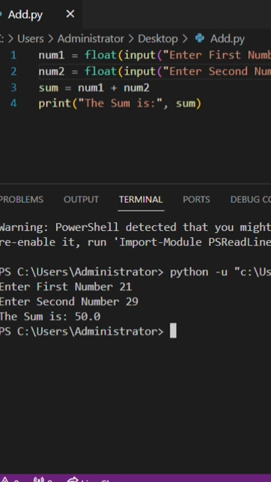 How to Add Two Numbers in Python | Python Program #python - YouTube
