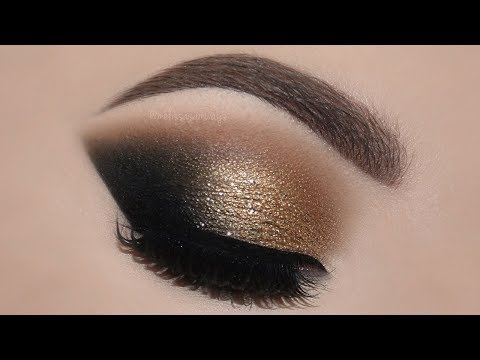 golden eye makeup tutorial for hooded eyes-glamorous easy gold smokey eyes for beginners