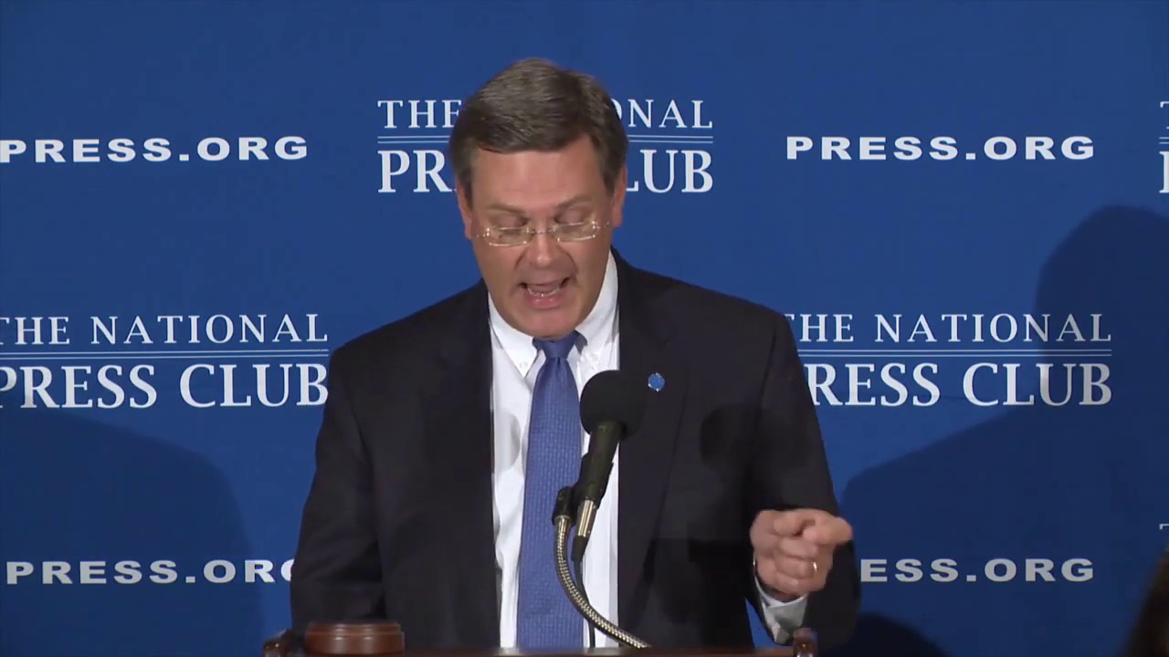 Corteva Agriscience CEO Jim Collins speaks at the National Press Club ...