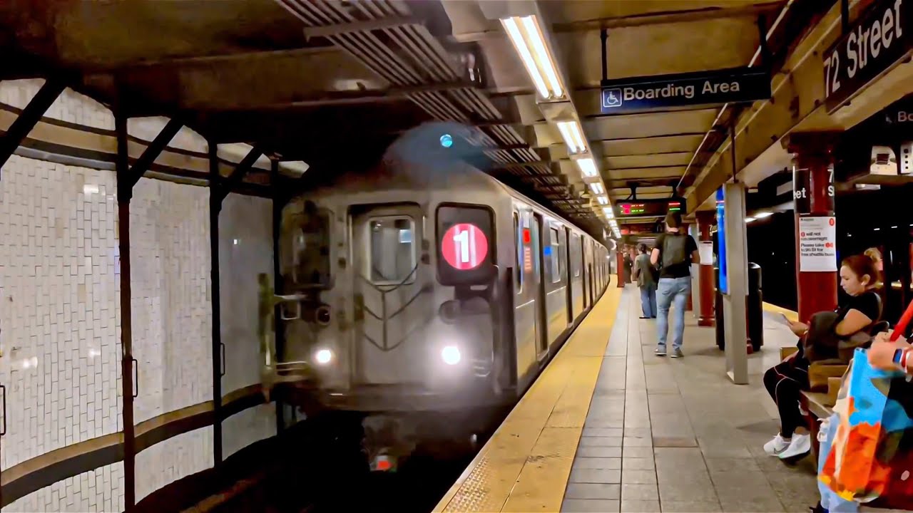 New York City Subway: 242 St-bound R62A (1) Train arrives @ 72 Street ...
