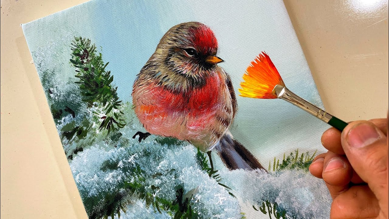 How to paint a Bird/acrylic paintings/relaxing art /satisfying art ...