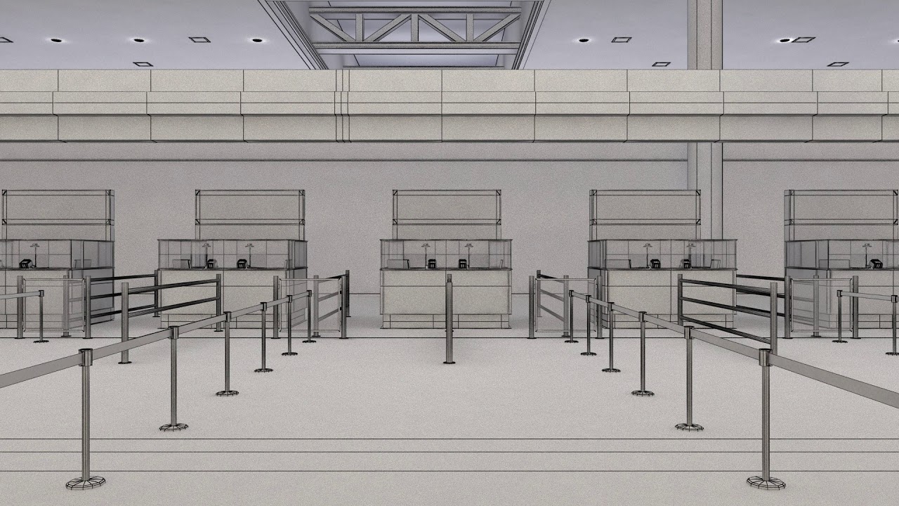 Immigration Counter 3D Model Scene Wire Frame by Tomoplace - YouTube