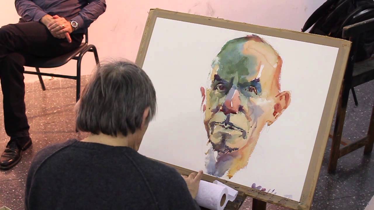 Watercolor demonstration by Marek Yanai - Portrait of Tzahi - YouTube