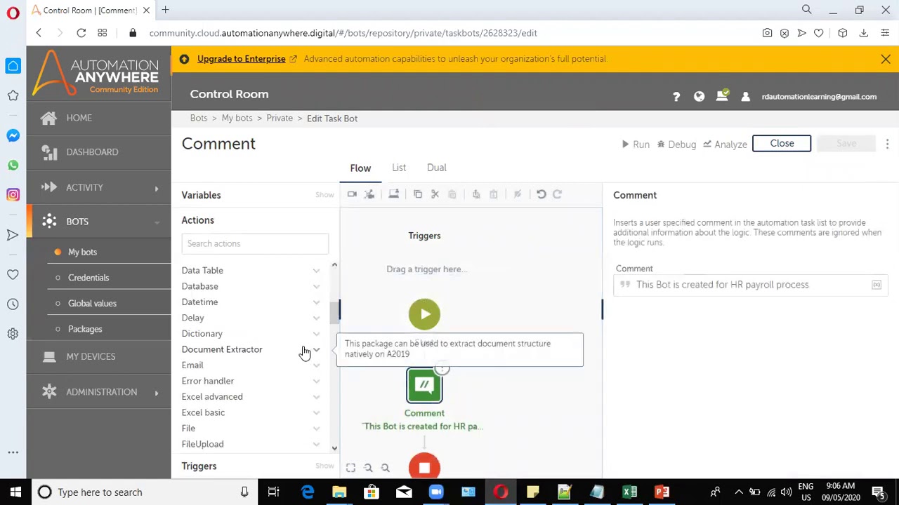Comments| How to Put Comments in Automation Anywhere A2019|RD Automation Learning - YouTube