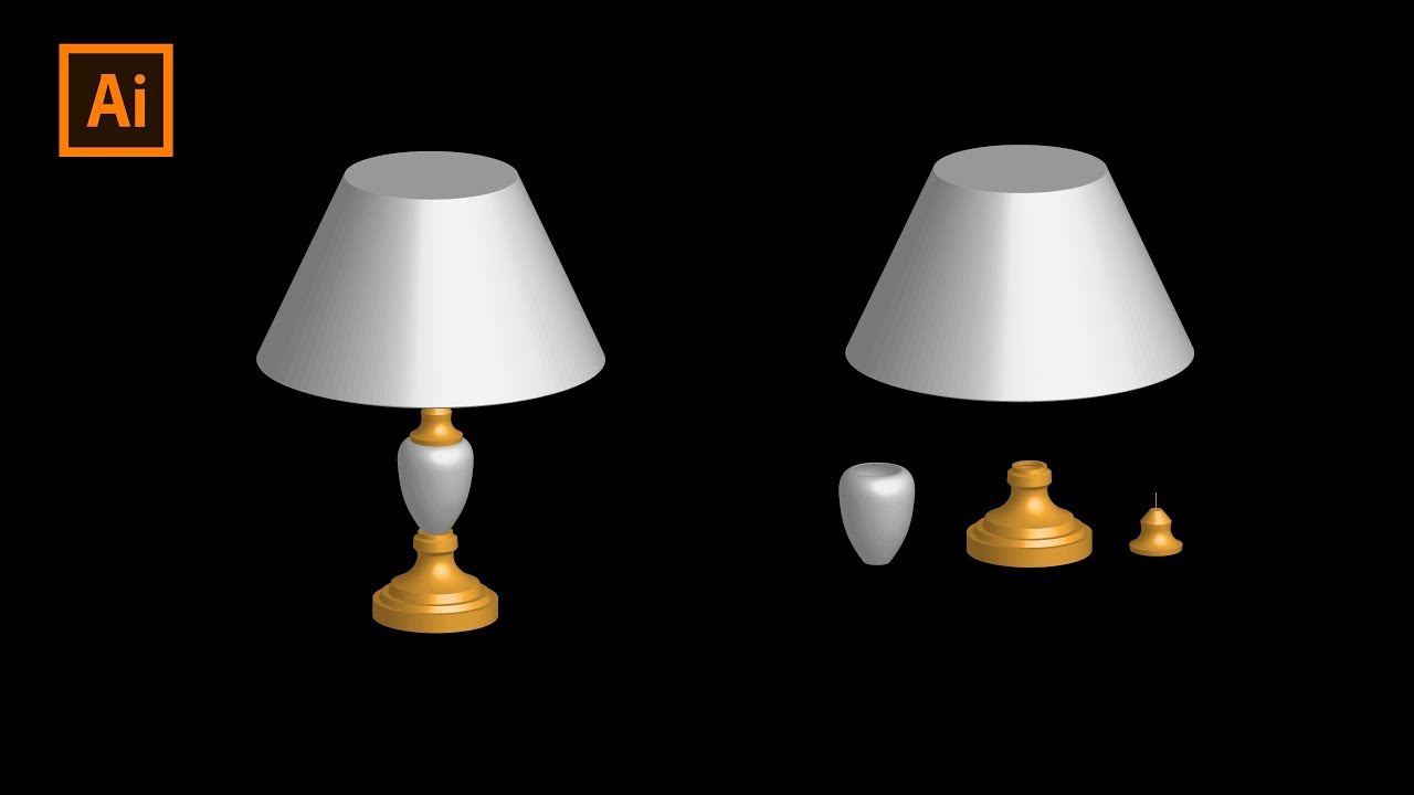 3D Light lamp Design illustrator cc 2019 - YouTube